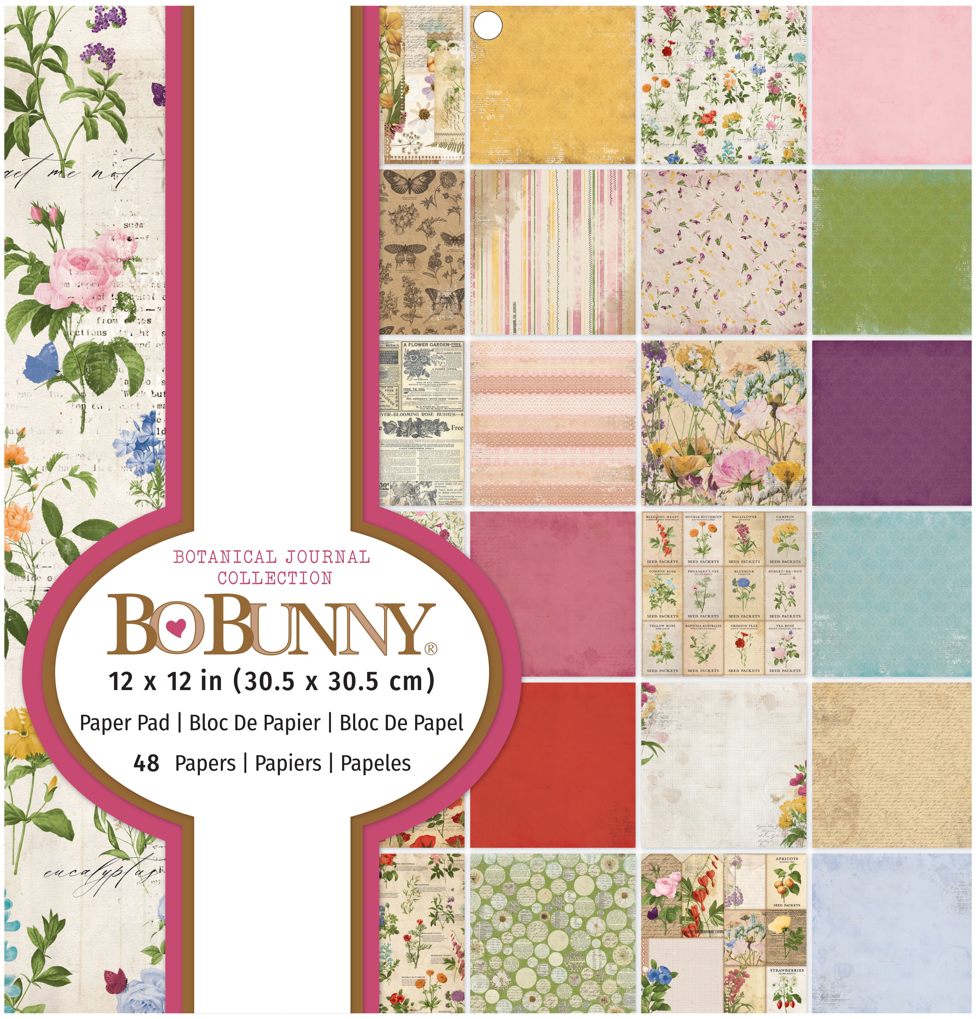 BoBunny Single-Sided Paper Pad 12"X12" 48/Pkg-Botanical Journal ...