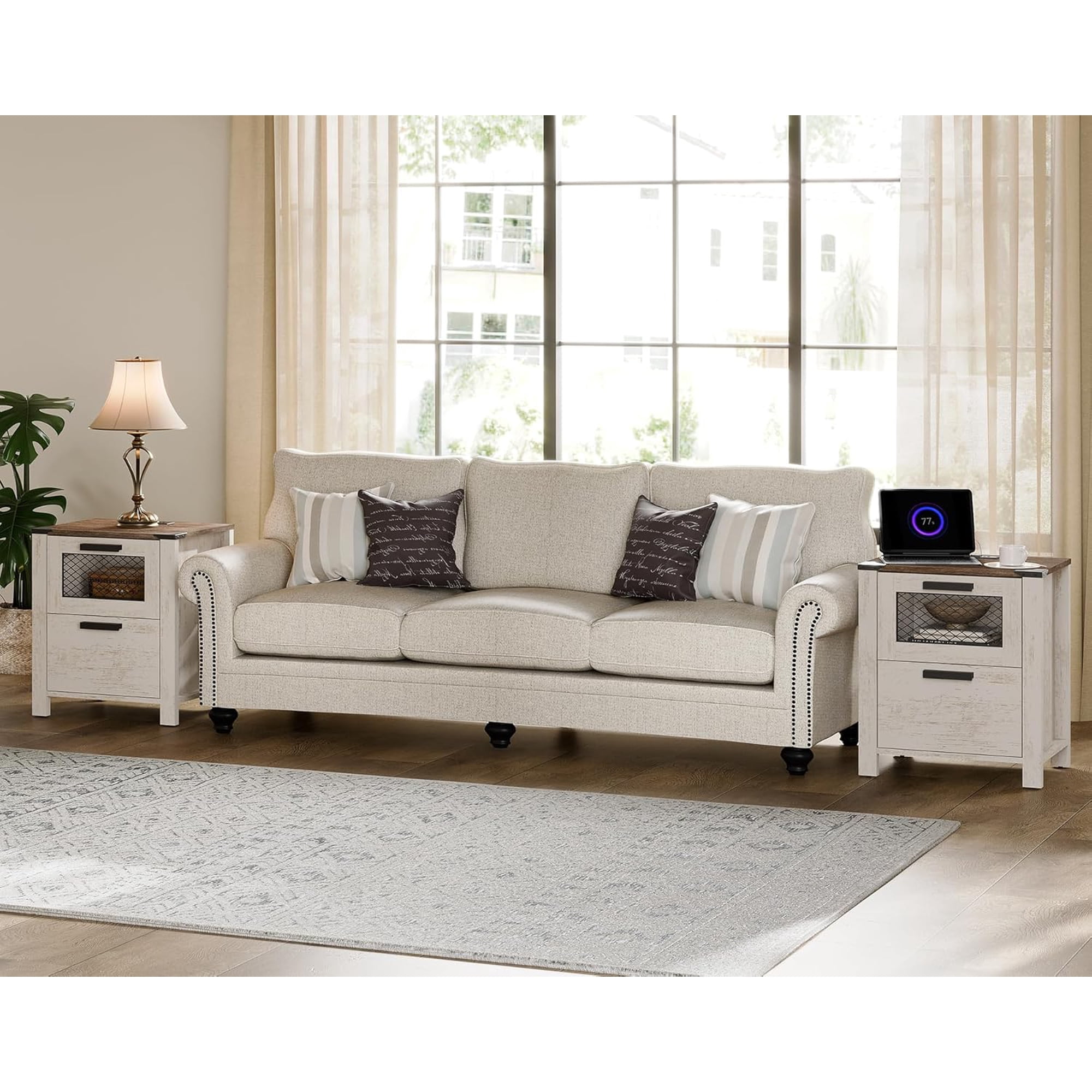 Click here for Wampat 2-Pack Farmhouse Nightstand With Drawer Sto... prices