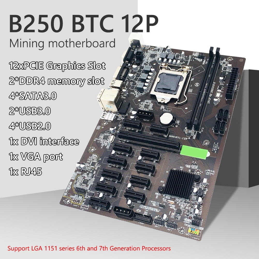 B250 BTC 12P Mining Motherboard LGA 1151 DDR4 con SATA2.0 Cable Miner ...