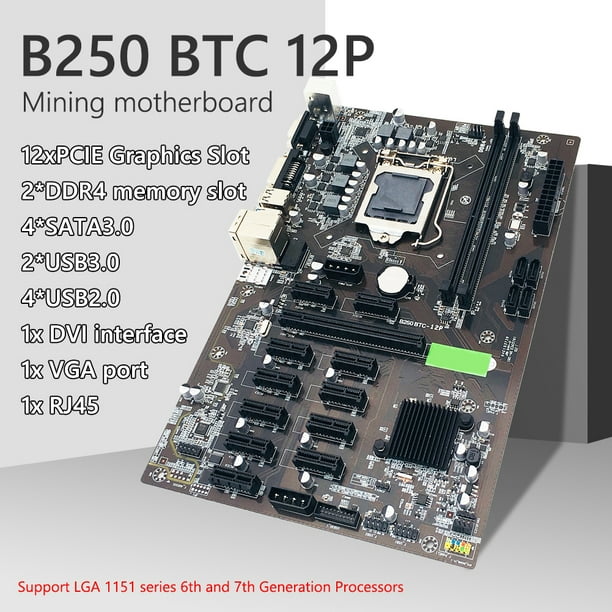 B250 BTC 12P Mining Motherboard LGA 1151 DDR4 con SATA2.0 Cable Miner Board Set | Bodega Aurrera ...