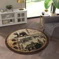 Emma + Oliver Rustic 6x6 Beige Plush Rug with Cabin, Bear, Moose Motif ...