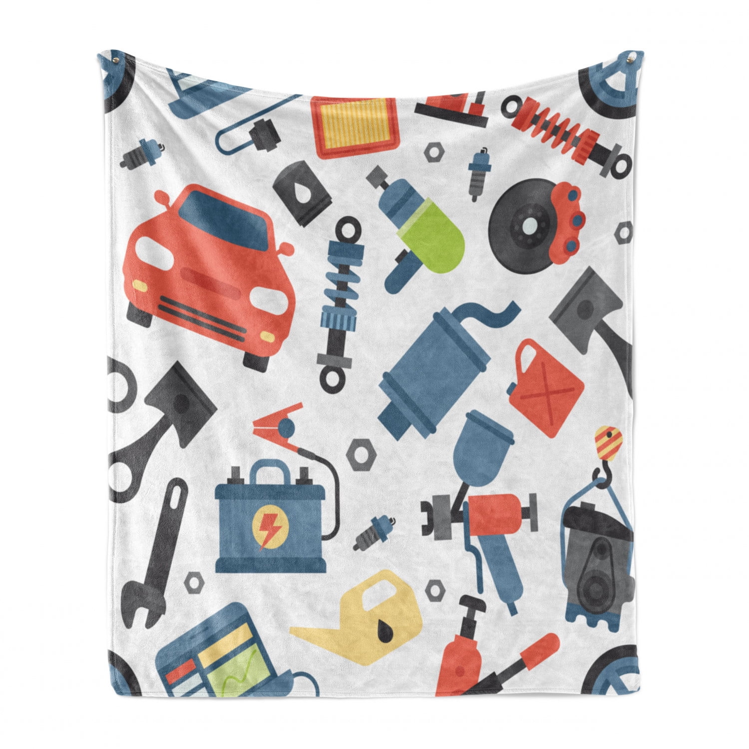 Auto Mechanic Soft Flannel Fleece Throw Blanket, Cartoonish Style ...