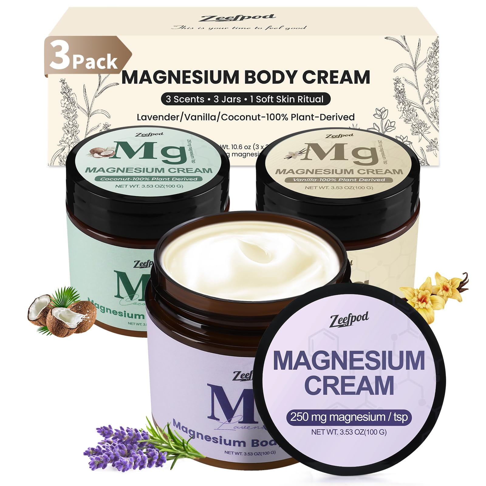 Crema de magnesio Zeefpod para dormir, calambres en las piernas y dolor ...