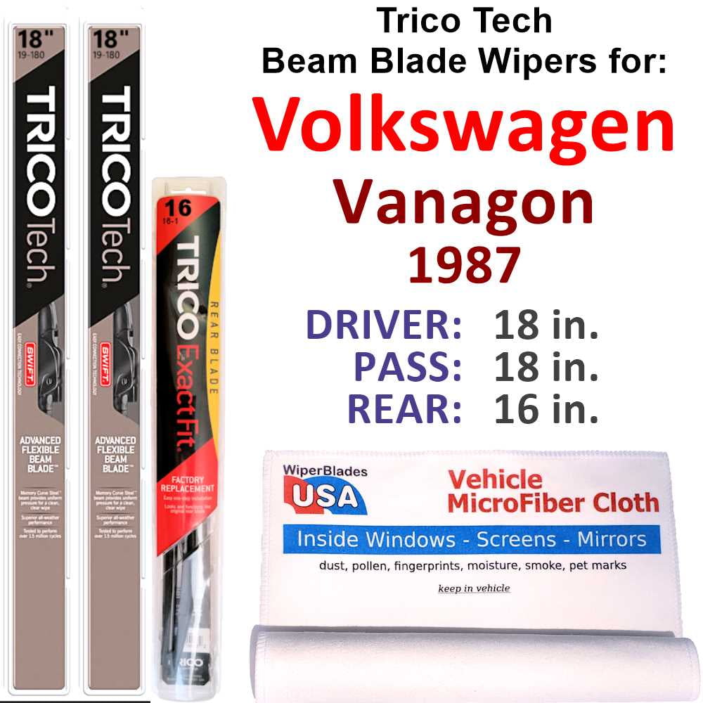 1987 Volkswagen Vanagon Beam Blade Wipers (Set of 3) w/Rear Wiper ...