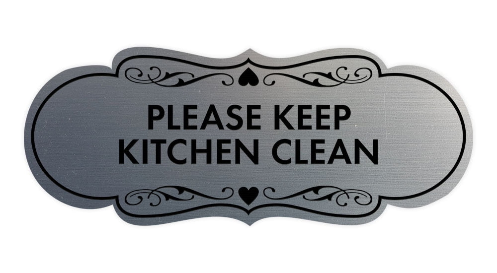 Signs ByLITA Designer Please Keep Kitchen Clean Sign (Brushed Silver ...