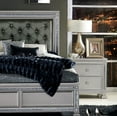 Modern 6pc Bedroom Queen Bed Button-Tufted Headboard Dresser Mirror ...