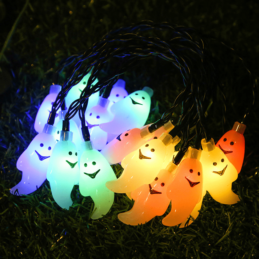Solar Powered Outdoor Halloween Ghost String Lights, 21.3ft 30 LEDs, 8 ...