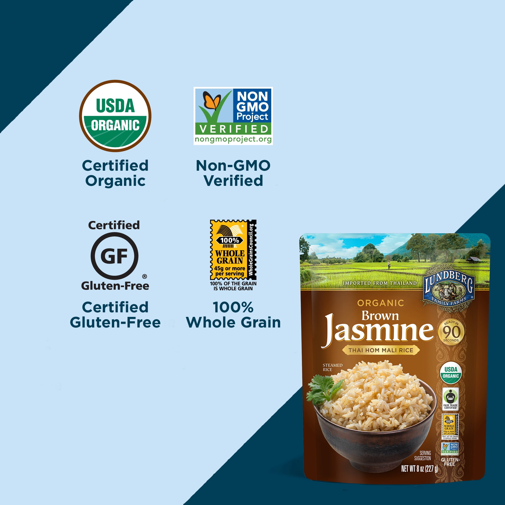 Lundberg Family Farms: Organic Brown Jasmine Thai Hom Mali Rice (8 oz ...