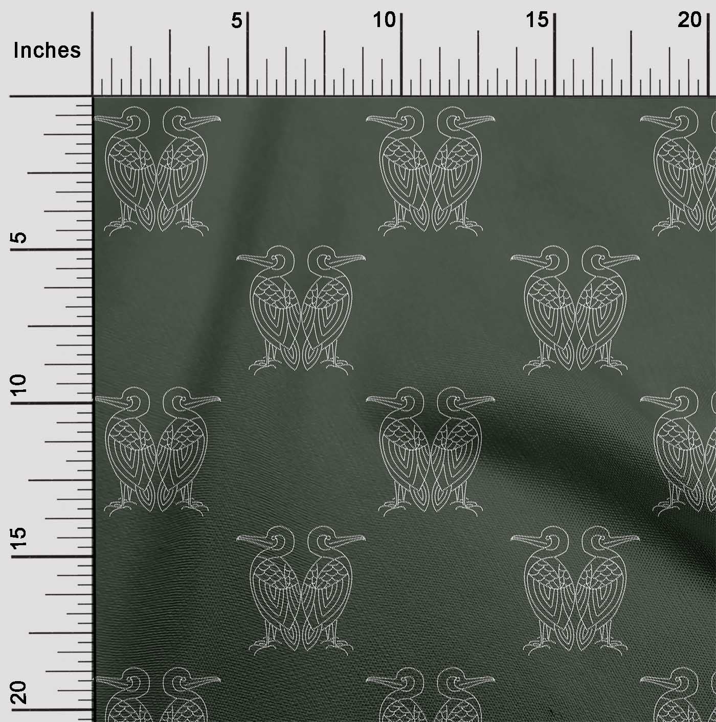 oneOone Cotton Silk Fabric Bird Artistic Sashiko Print Fabric Prints by ...