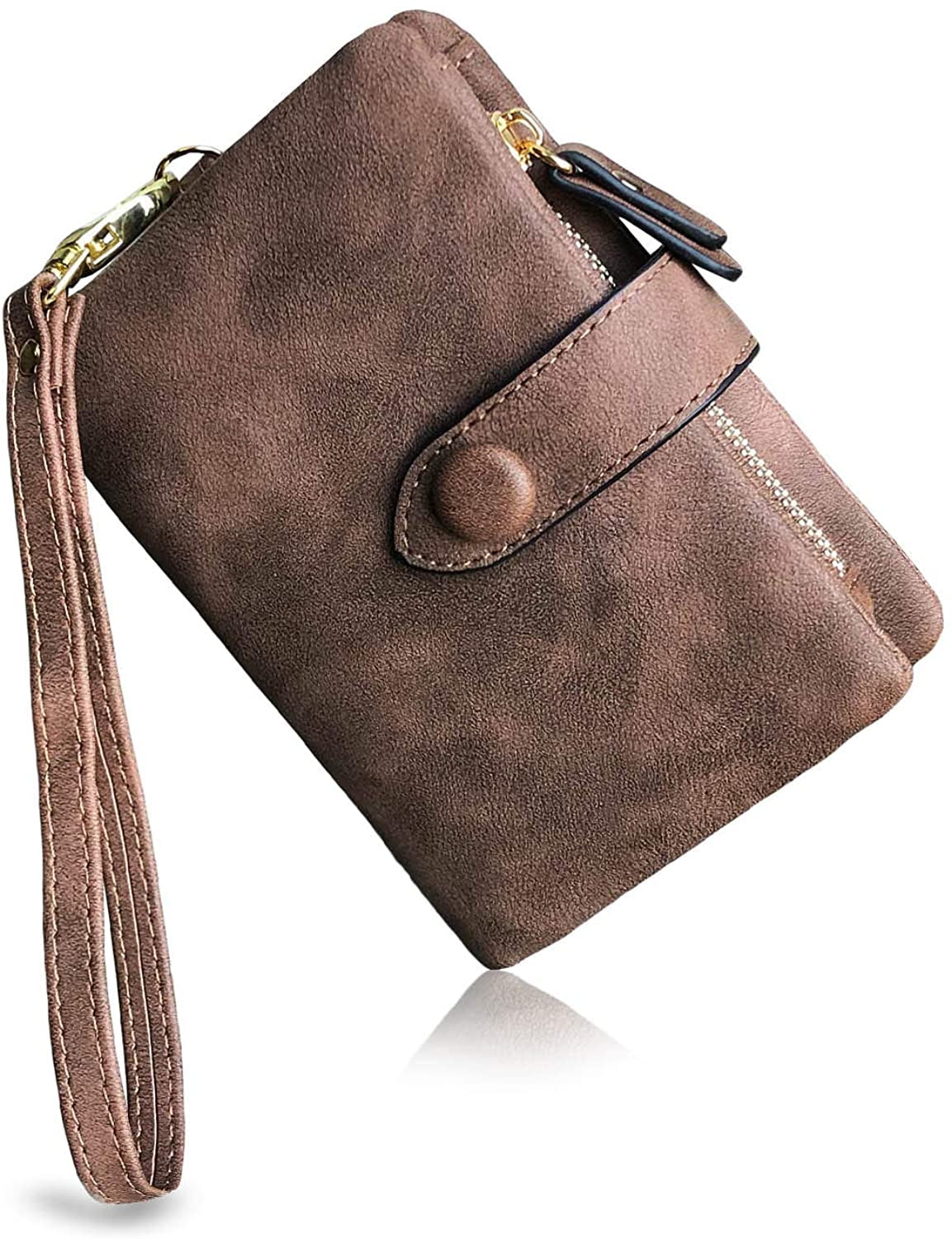 Womens Small Bifold Leather Wallets Rfid Ladies Wristlet with Card ...