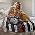 Flannel Throw Blanket for Couch Sofa Bed,USA Flag Red Line Firefighter ...