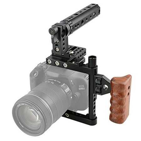 cAMVATE DSLR camera cage Top Handle Wood grip for canon Nikon Sony ...