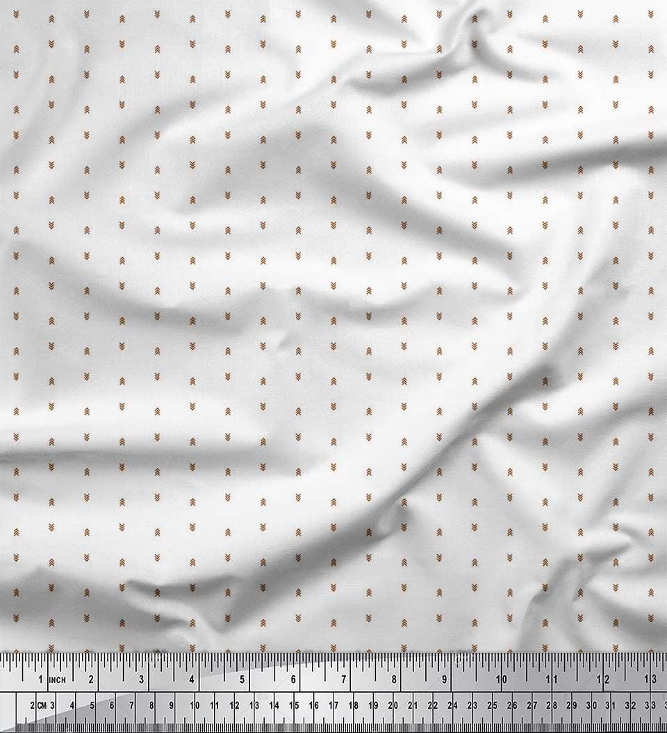 Soimoi Brown Modal Satin Fabric Arrow Symbol Print Fabric by the Yard ...