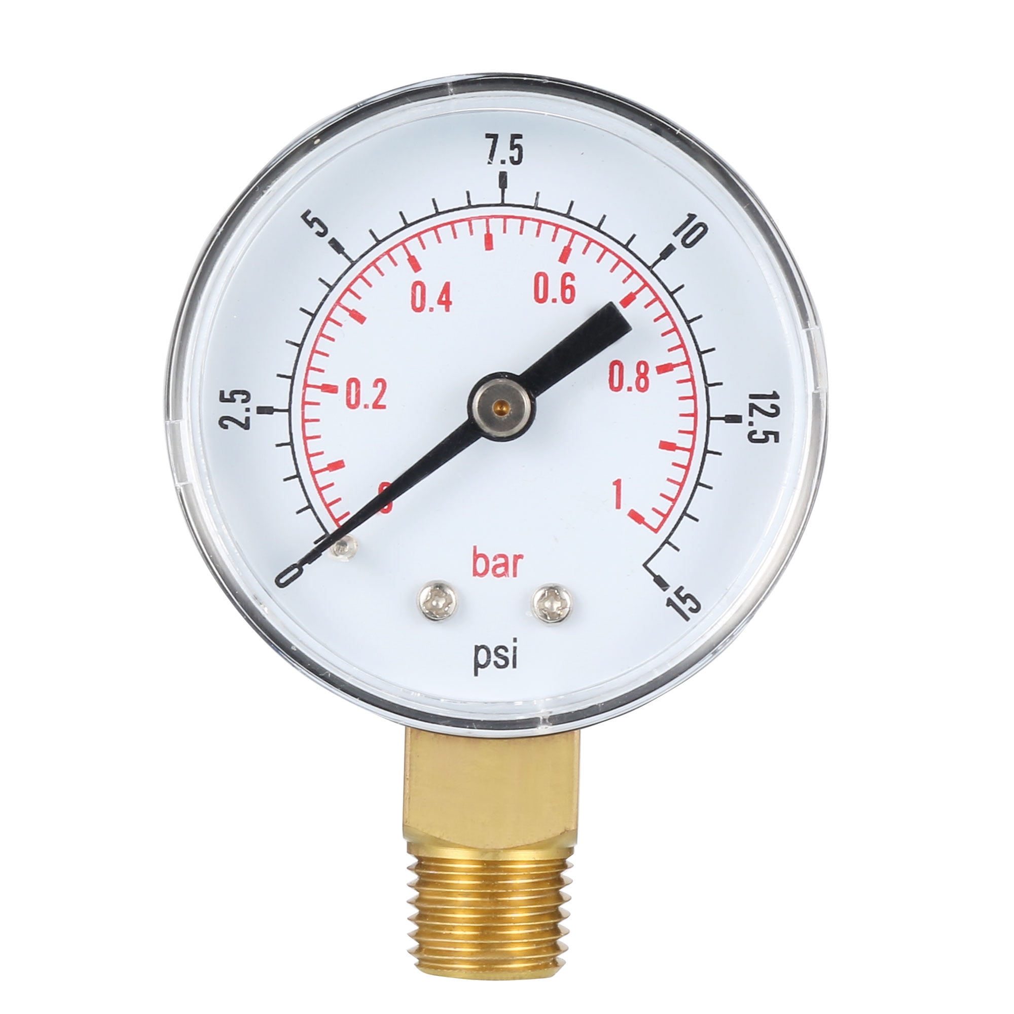 Pressure Gauge 0 15 PSI 0 1 Bar Dual Scale 2 Dial Display 1 4