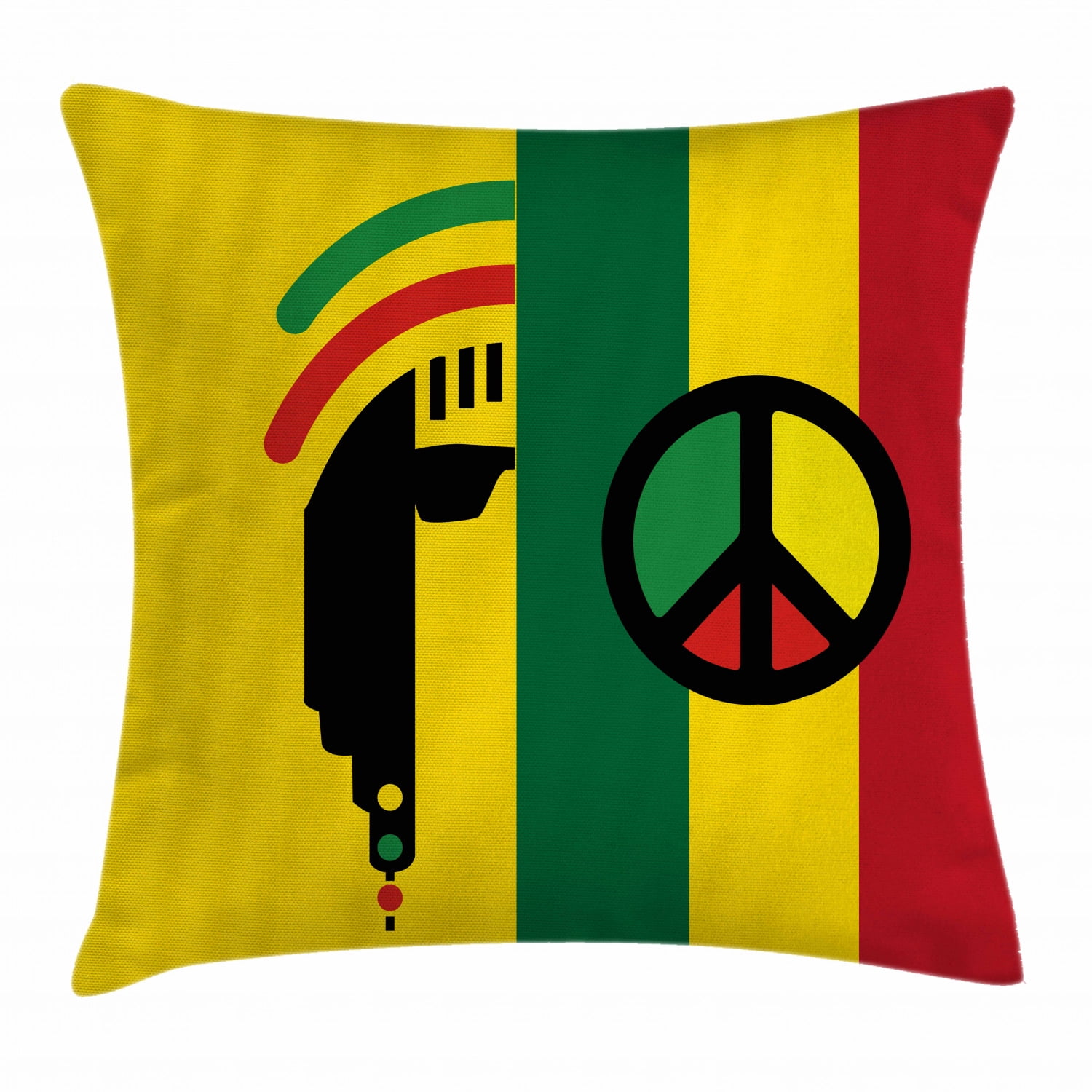 Rasta Throw Pillow Cushion Cover, Iconic Barret Reggae Jamaican Music ...