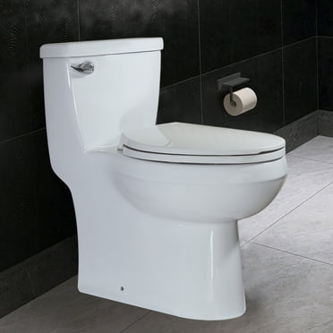 "WinZo WZ5069 Compact Ceramic Toilet, 23"" Depth, Dual Flush, 12” Rough ...