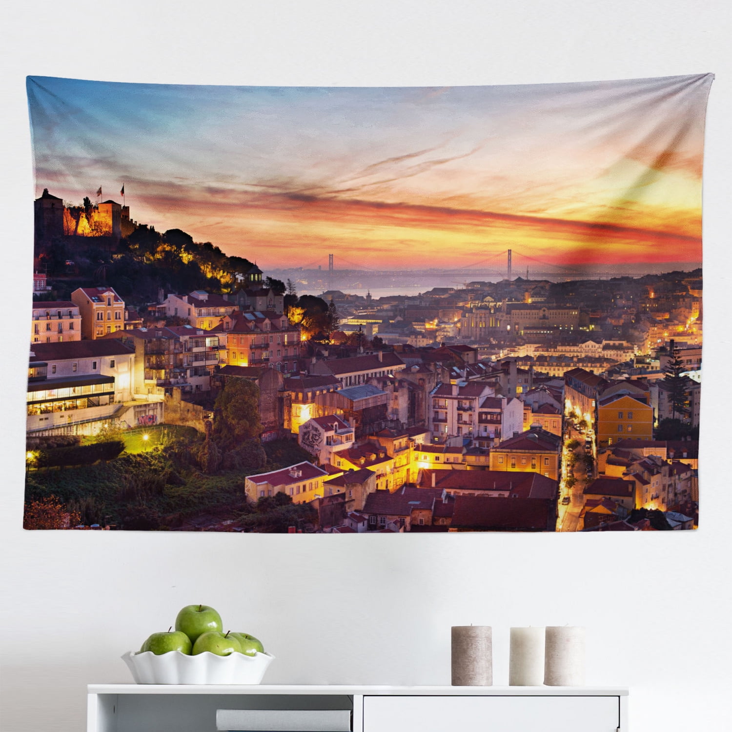 Cityscape Tapestry, New York City Midtown with Empire State Building ...