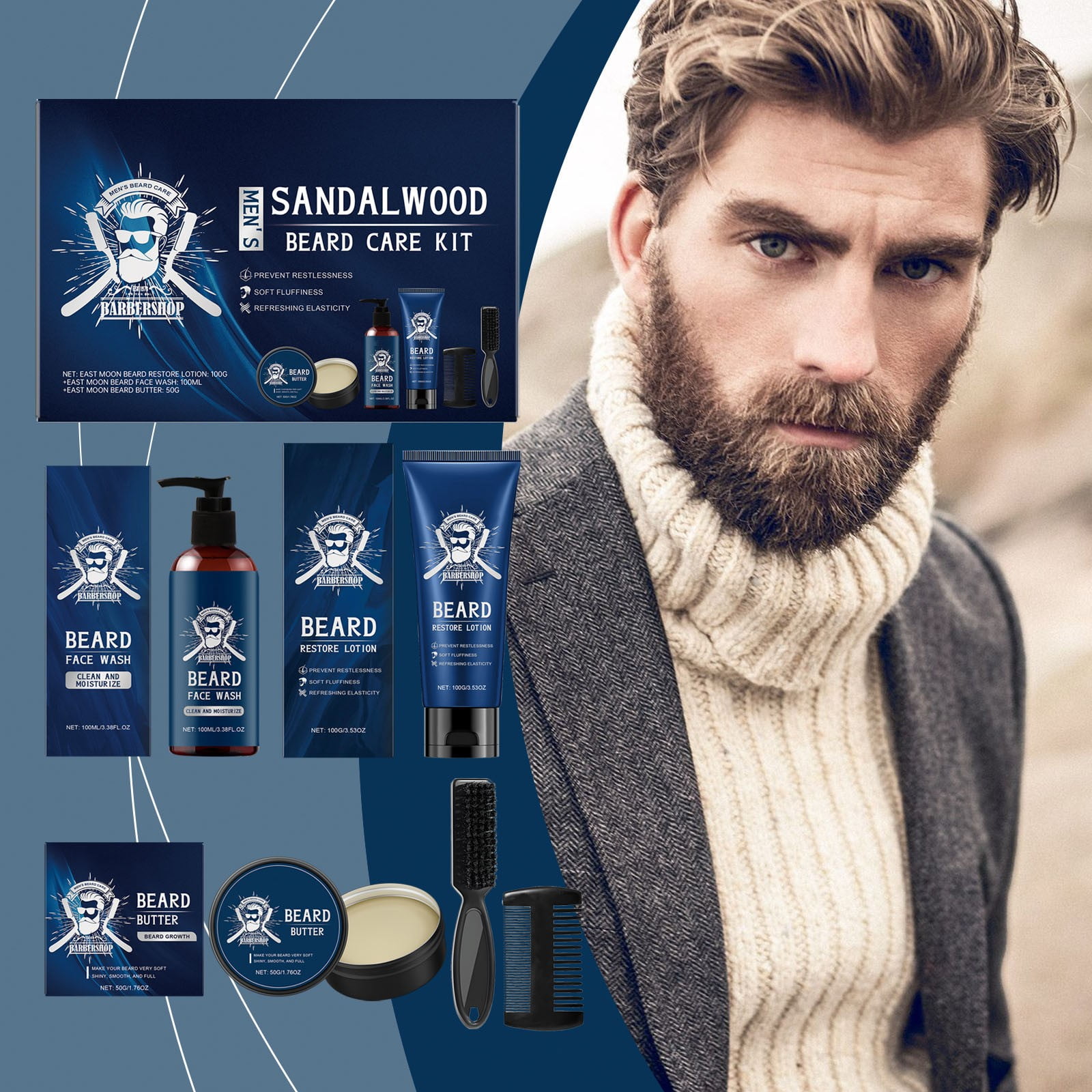 Fiudx Set para El Cuidado de La Barba, Champú Suavizante, Aceite ...