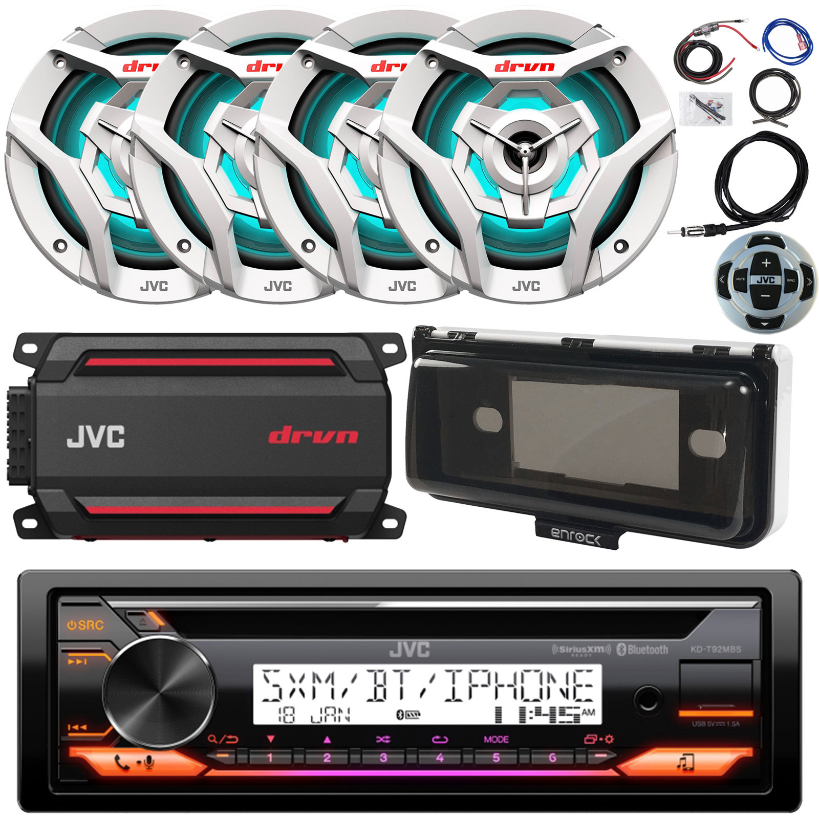 JVC KD-X380BTS Single DIN Bluetooth USB AUX AM/FM Radio Stereo LED ...