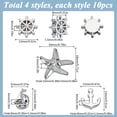 40Pcs 4 Styles Marine Theme Alloy Rhinestone Slide Charms Mixed Shapes ...