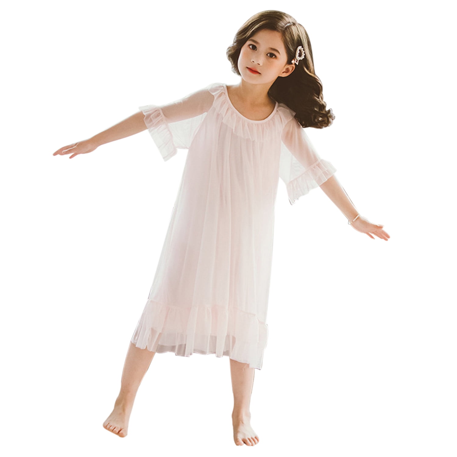 LOEL Girls Nightgowns Lovely Princess Nightdress Pajama Summer Thin ...