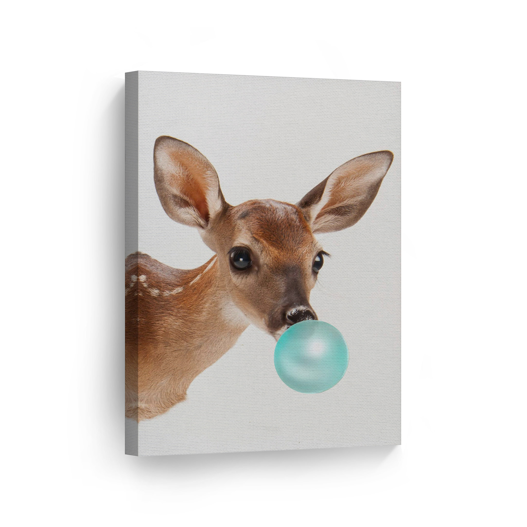 Smile Art Design Baby Deer Animal Bubble Gum Art Teal Blue Gum CANVAS ...