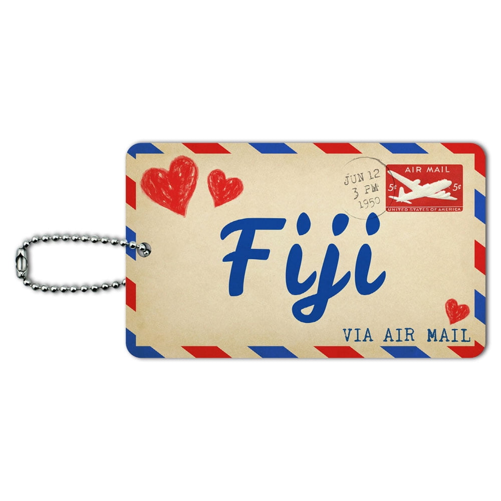 Graphics and More Air Mail Postcard Love for Fiji ID Card Luggage Tag ...