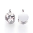 304 Stainless Steel Charms with Rhinestone Flat Round Mixed Color ...