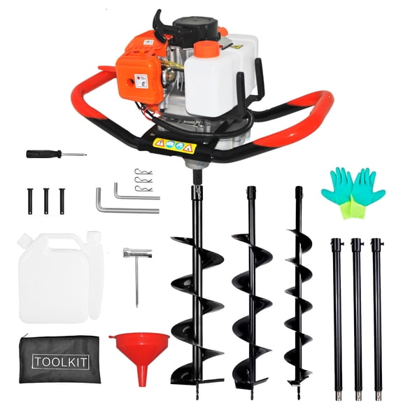 "PRIJESSE 72cc 2-Stroke Gas Earth Digger, 3KW with 2 Rods + 3 Auger ...