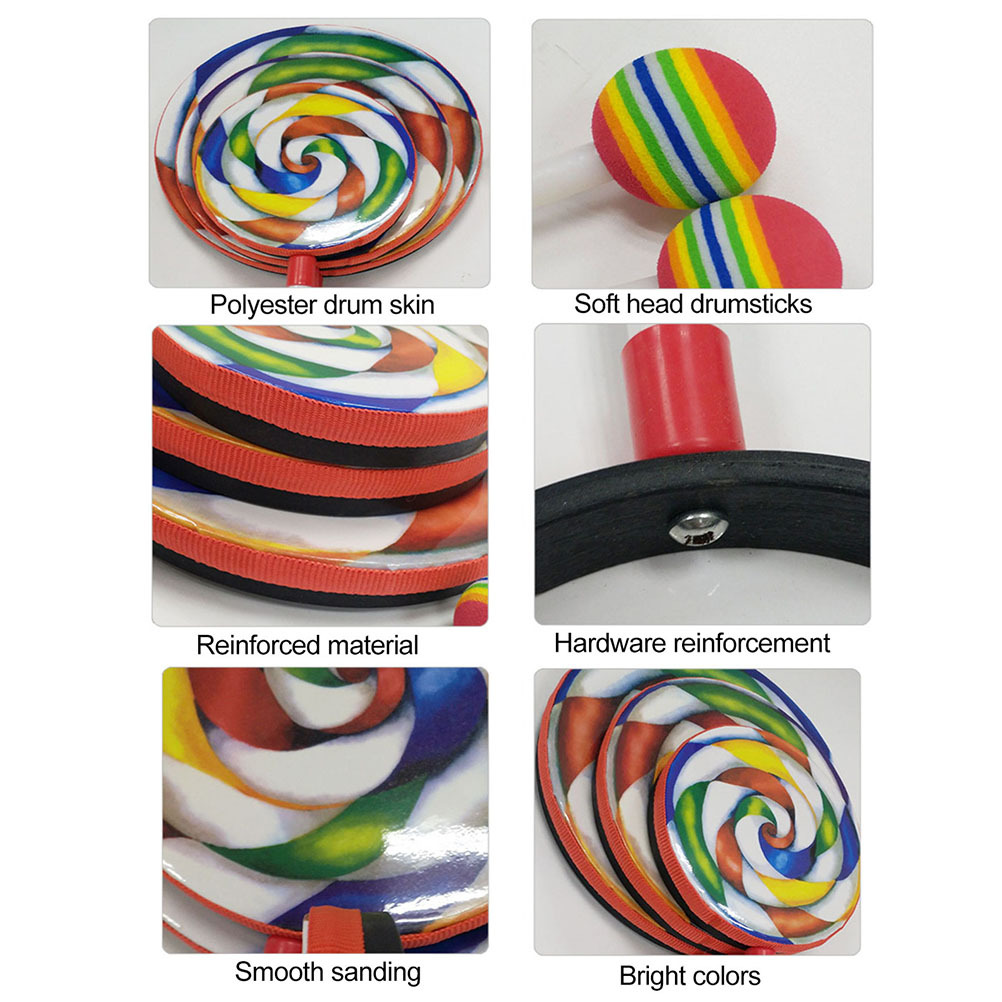 Abenow Cute Lollipop Shape Drum With Rainbow Color Mallet Music Rhythm ...