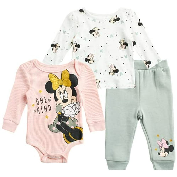 Baby Girls' Minnie Mouse Jogger Set - 3 Piece Bodysuit, Long Sleeve ...