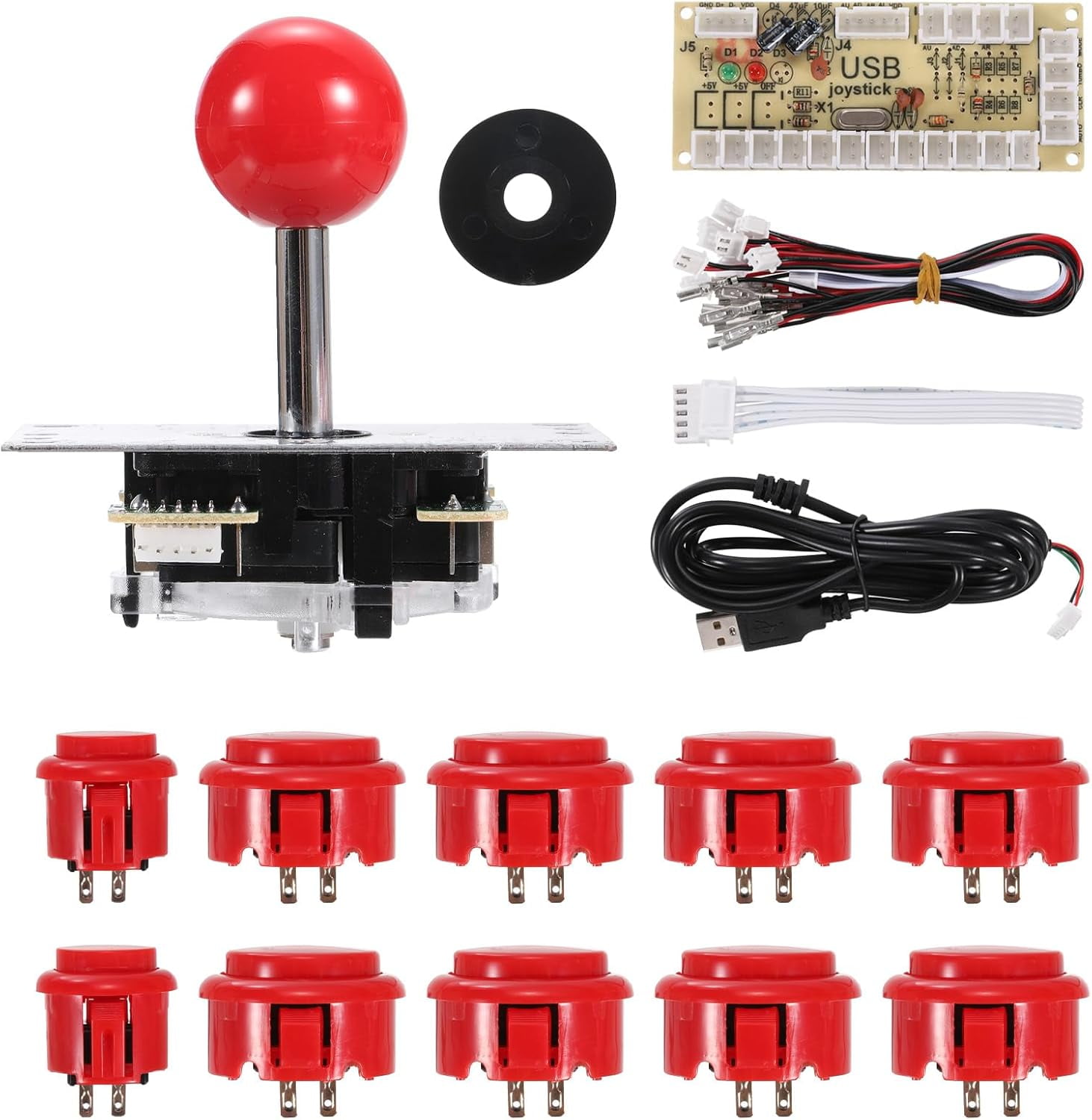 PC Joystick DIY Kit Arcade Game Joystick DIY Parts Arcade Button ABS 5 ...