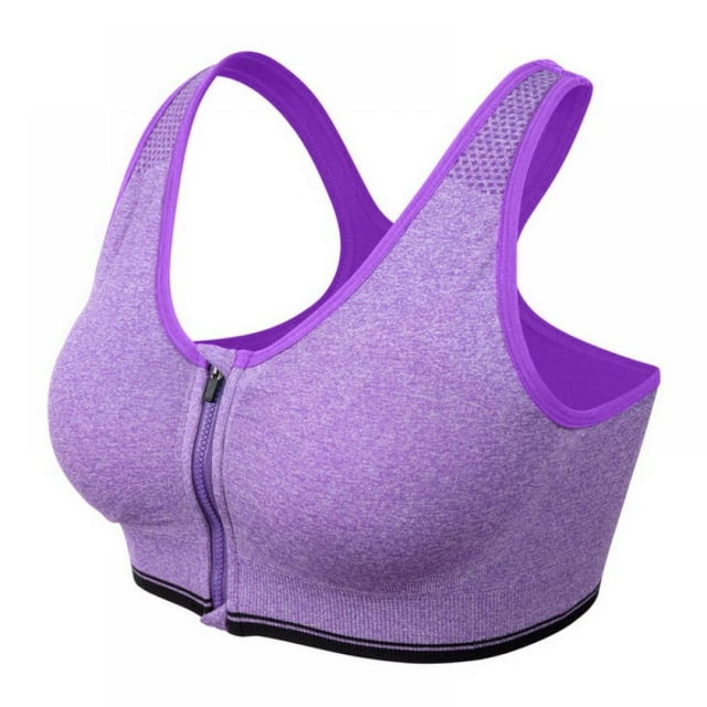 FANTADOOL Women's High Impact Support Sports Bras Front Zipper Closure ...