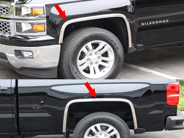 Stainless Steel Fender Trim 4Pc Fits 2014-2015 Chevrolet Silverado ...