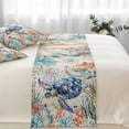 Bed Runner for Queen Size Bed, Coastal Sea Turtle 3 Pcs Bedding Runner ...