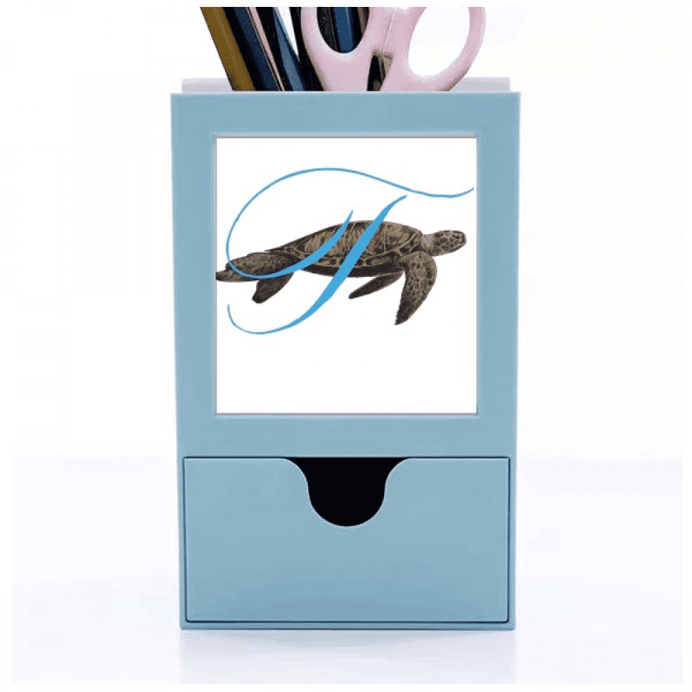 Letters Turtles Roam Ocean Desk Supplies Organizer Pen Holder Card ...