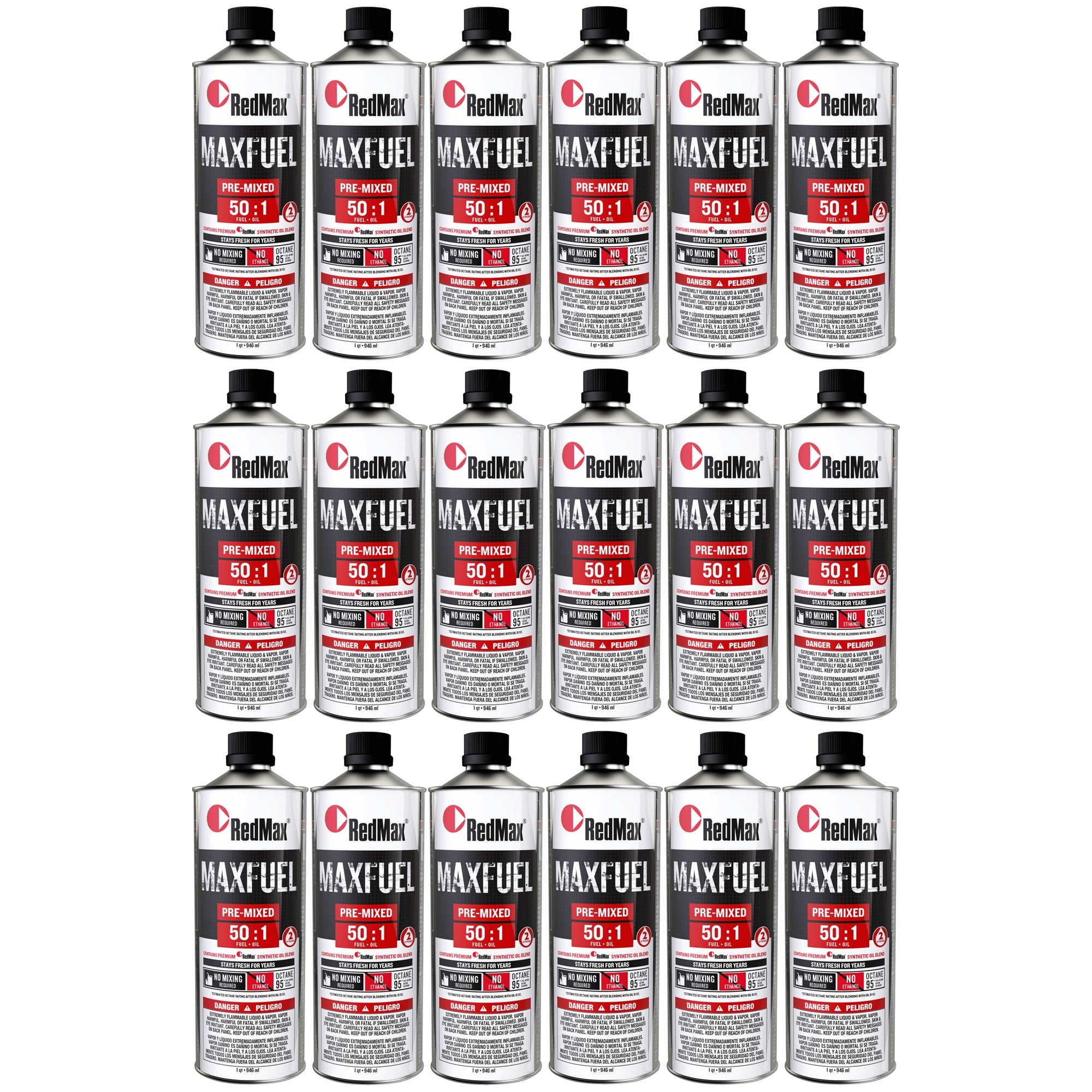 RedMax 581158801 Pre-Mixed 50:1 Fuel Oil 18 Quart Pack 2-Cycle Engine ...
