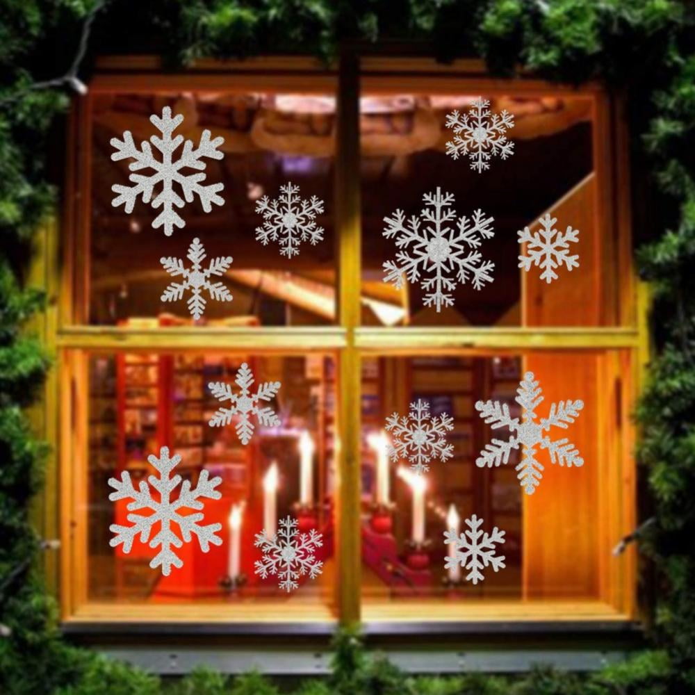 Snowflake Window Clings Christmas Windows Decals Stickers Silver ...