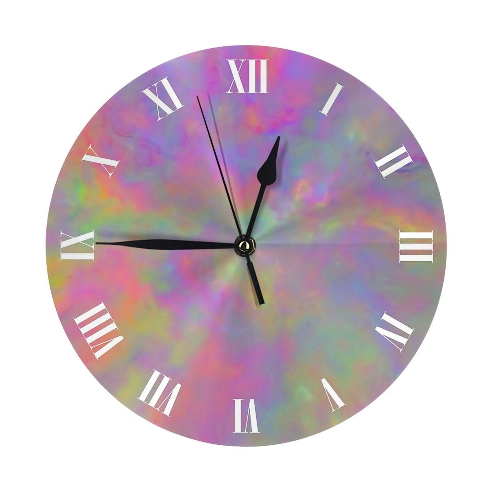 Reloj de pared colorido, delicado y vibrante con apariencia de mármol ...