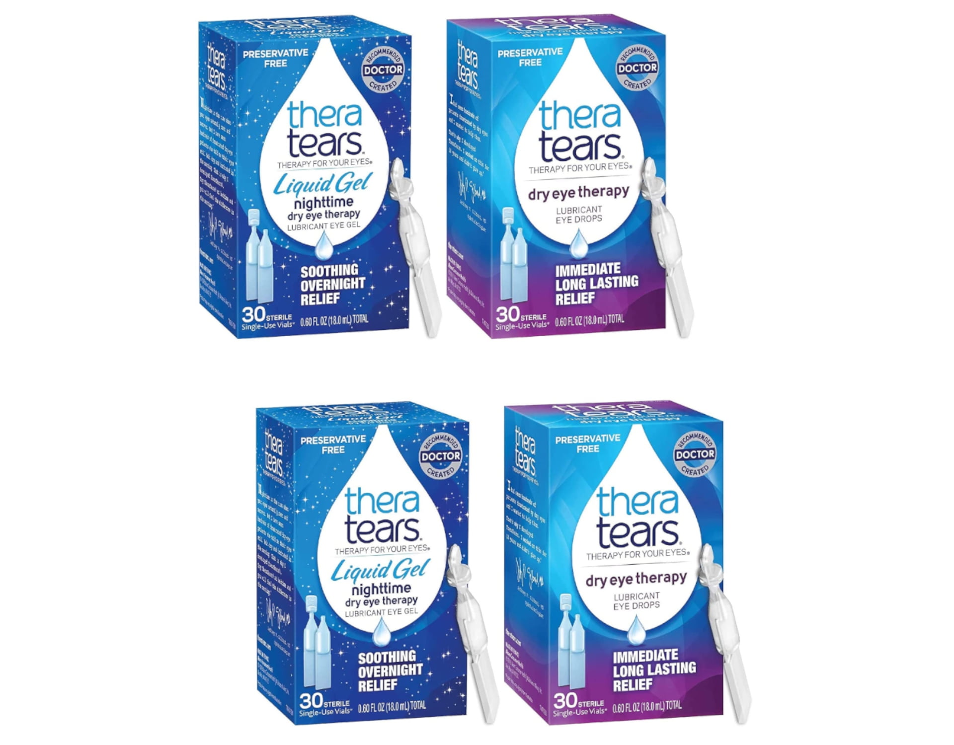 Thera Tears Dry Eye Therapy Lubricant Eye Drops & Nighttime Eye Gel .6 ...