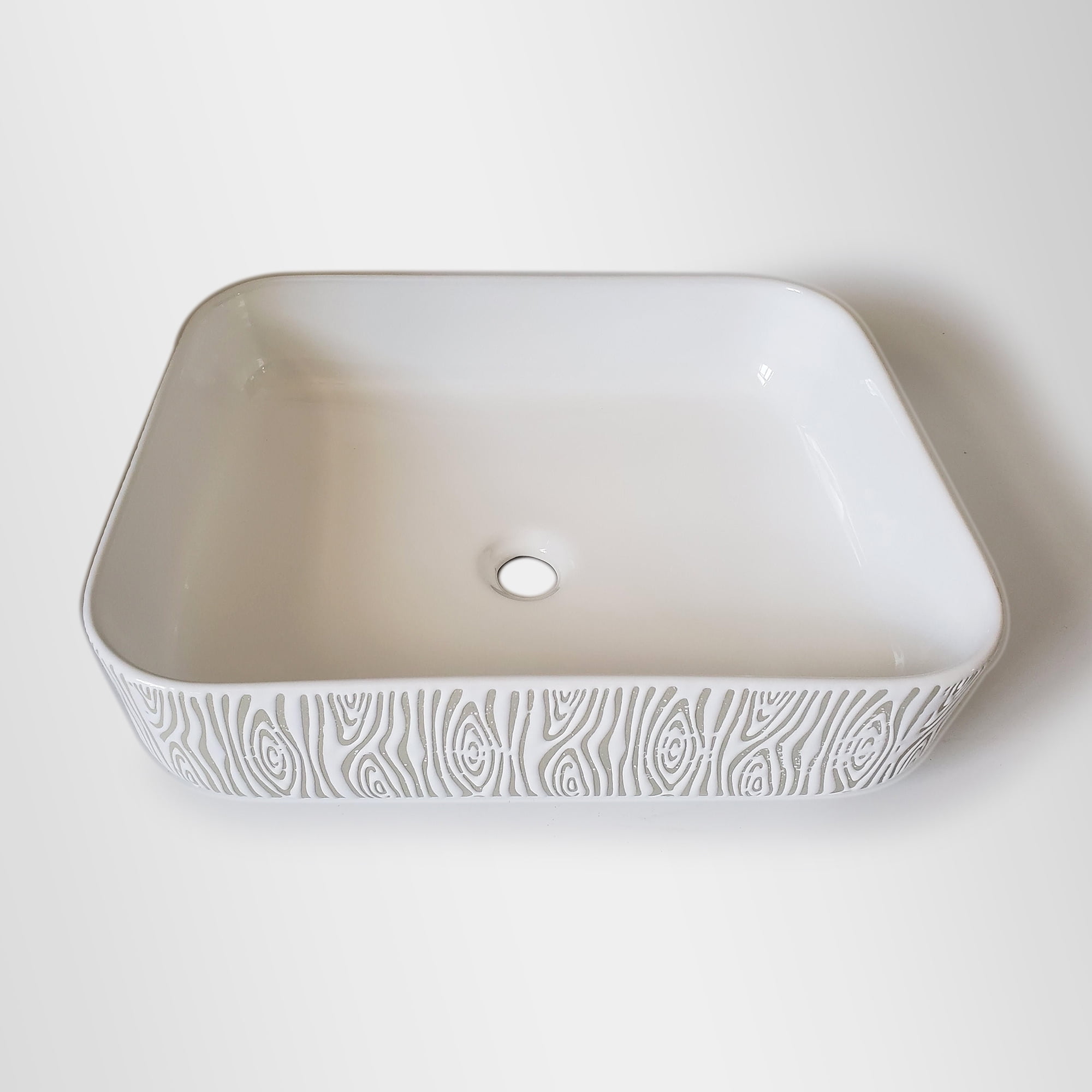 White Pattern Vessel Sink | Rectangle Countertop Washbasin | Cebra ...
