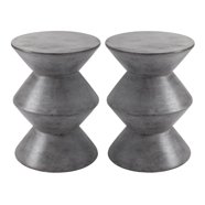 Sunpan Aries 15" Round-shaped Modern Concrete Side Table in Silver ...