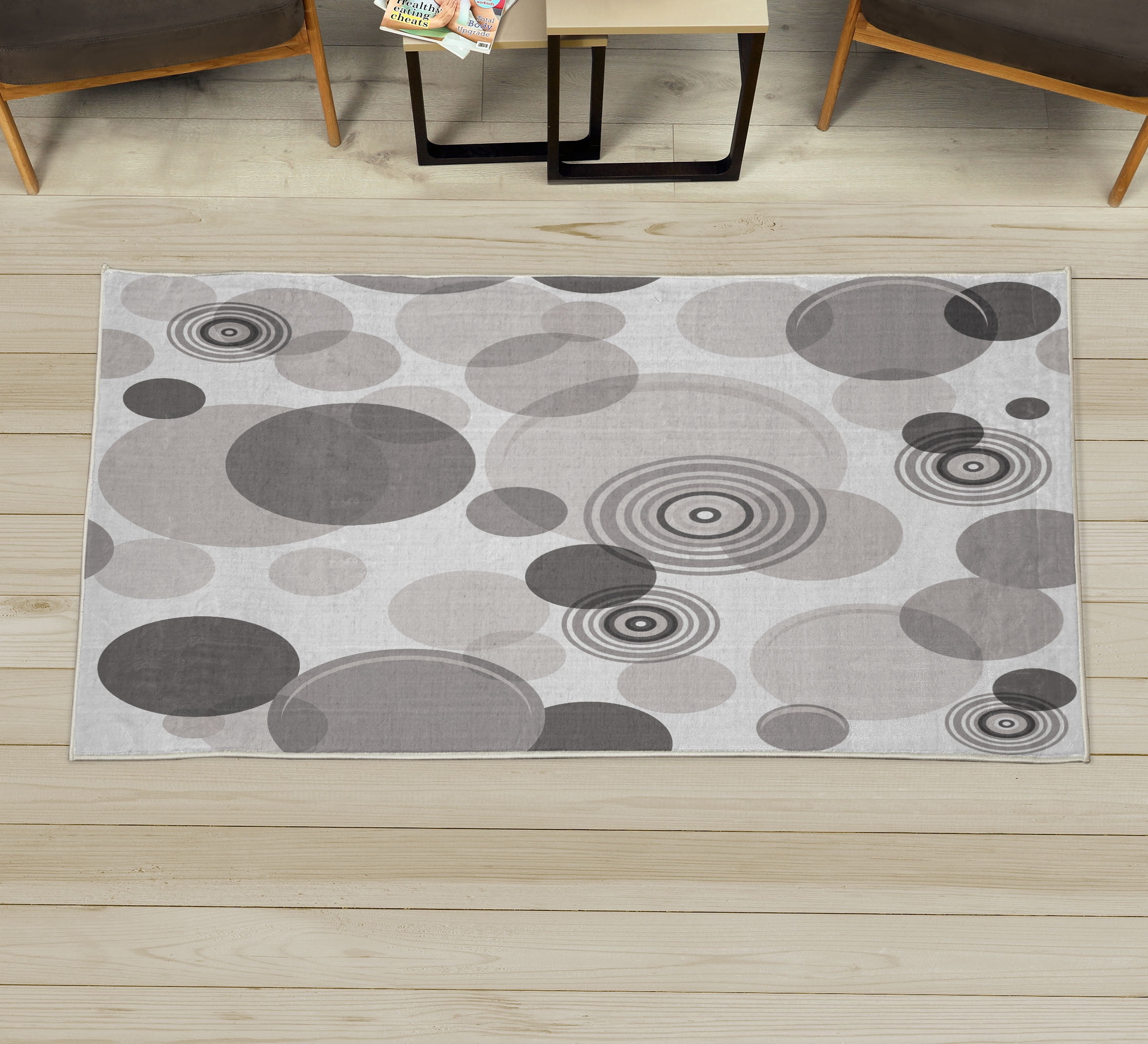 Earth Tones Decorative Rug, Abstract Pastel Pattern with Overlapping ...