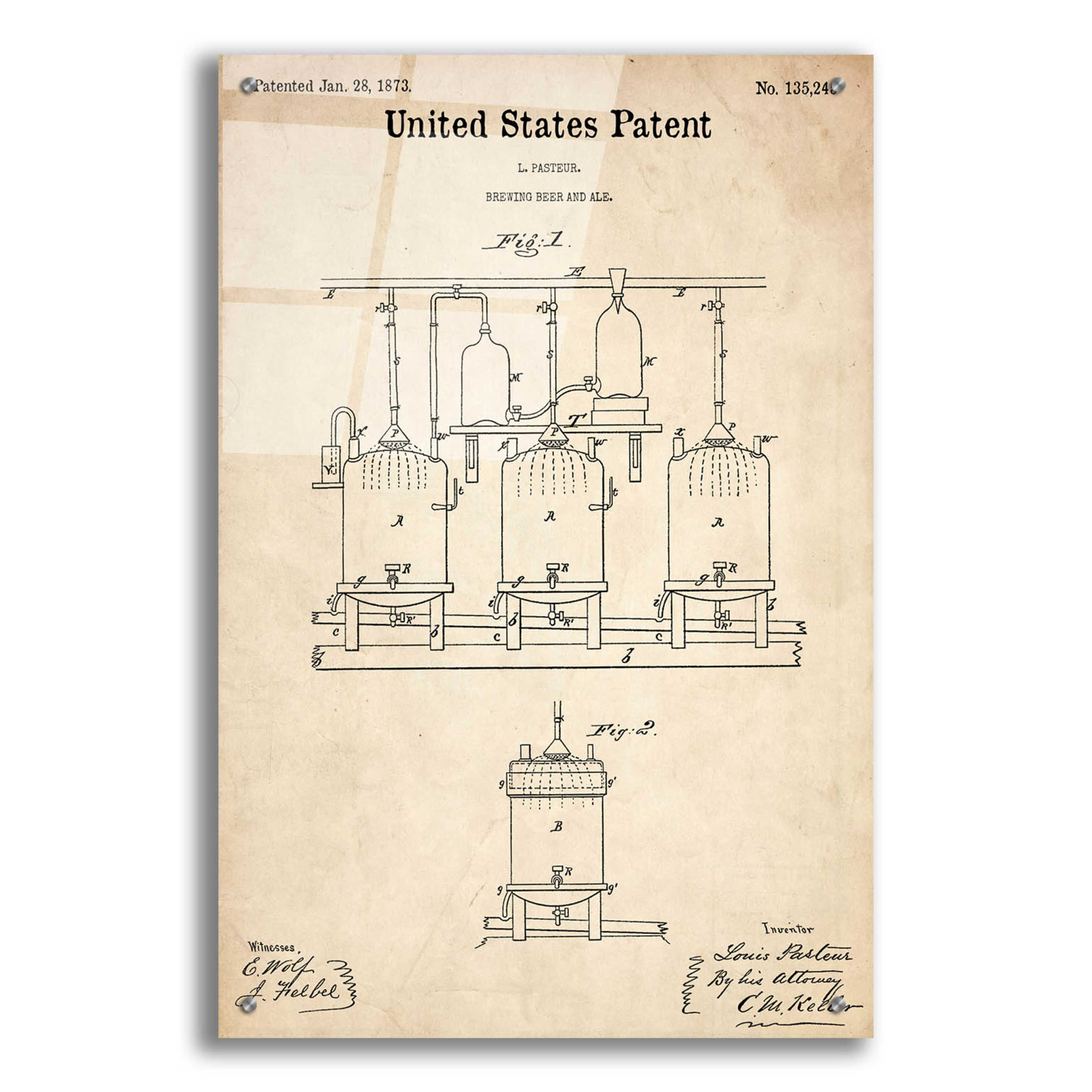 Epic Art 'Brewing Beer and Ale Blueprint Patent Parchment,' Acrylic ...