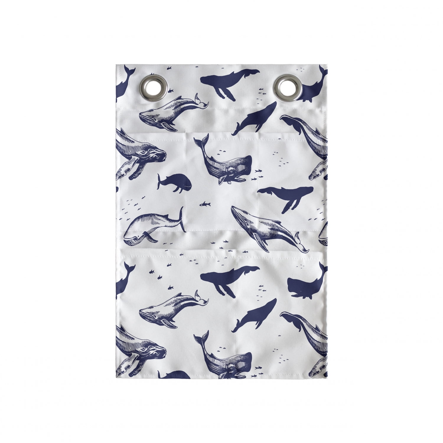 Whale Hanging Pocket Organizer, Monochrome Marine Exotic Ocean Fishes ...