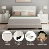 Skylar Nailhead Trim Upholstered Full Platform Bed, Cream - Walmart.com