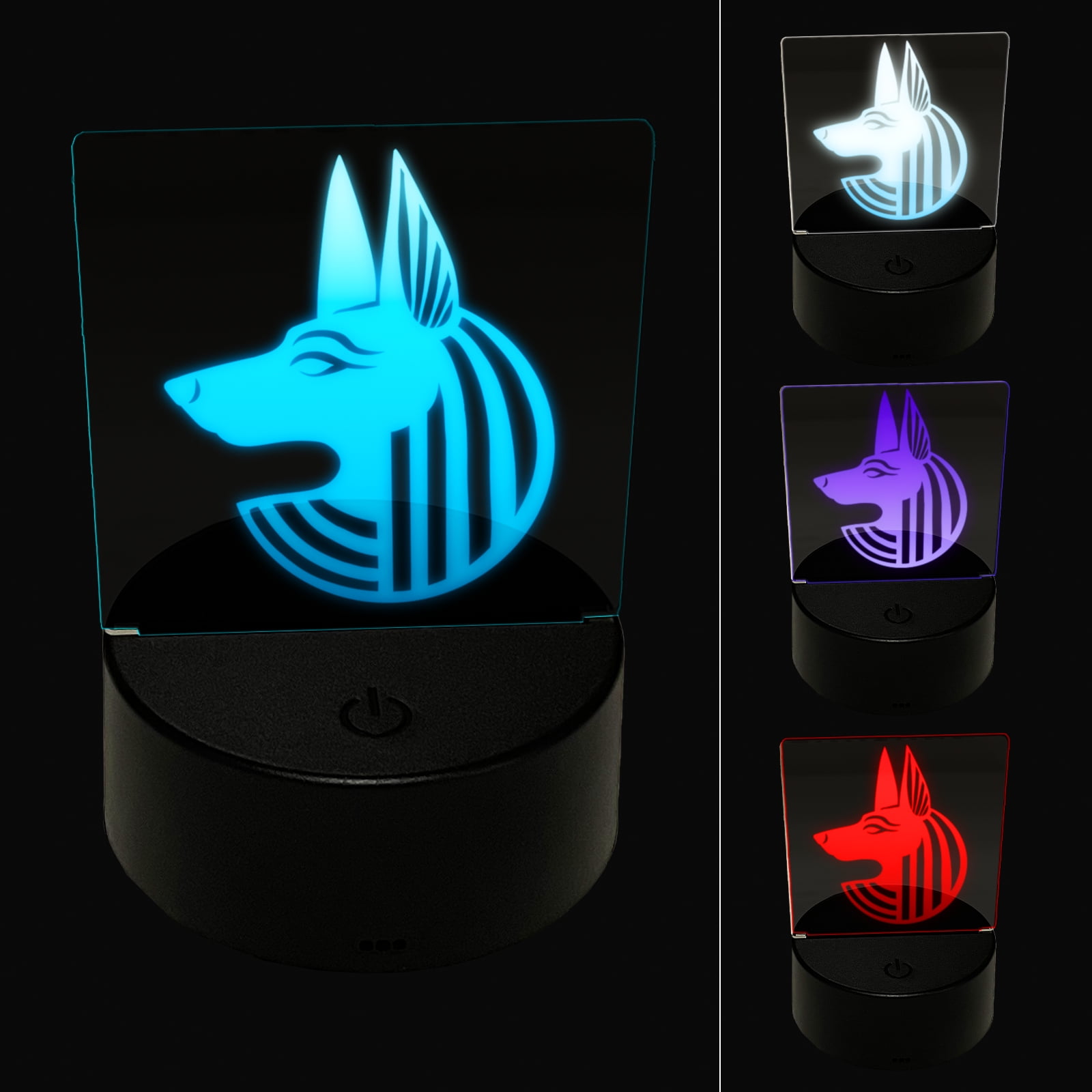 Anubis Head Egyptian God of Death LED Night Light Sign 3D Illusion Desk ...