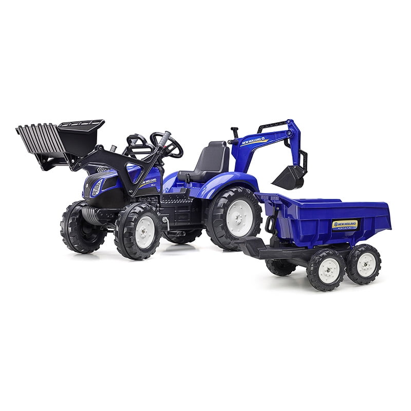 Pala mixta Falk New Holland con excavadora y remolque basculante maxi ...