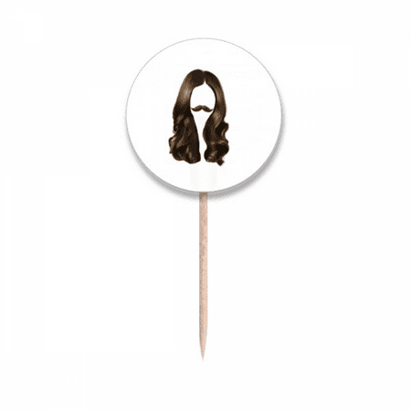 Woman Beard Wavy Hair Art Deco Fashion Toothpick Flags Round Labels ...