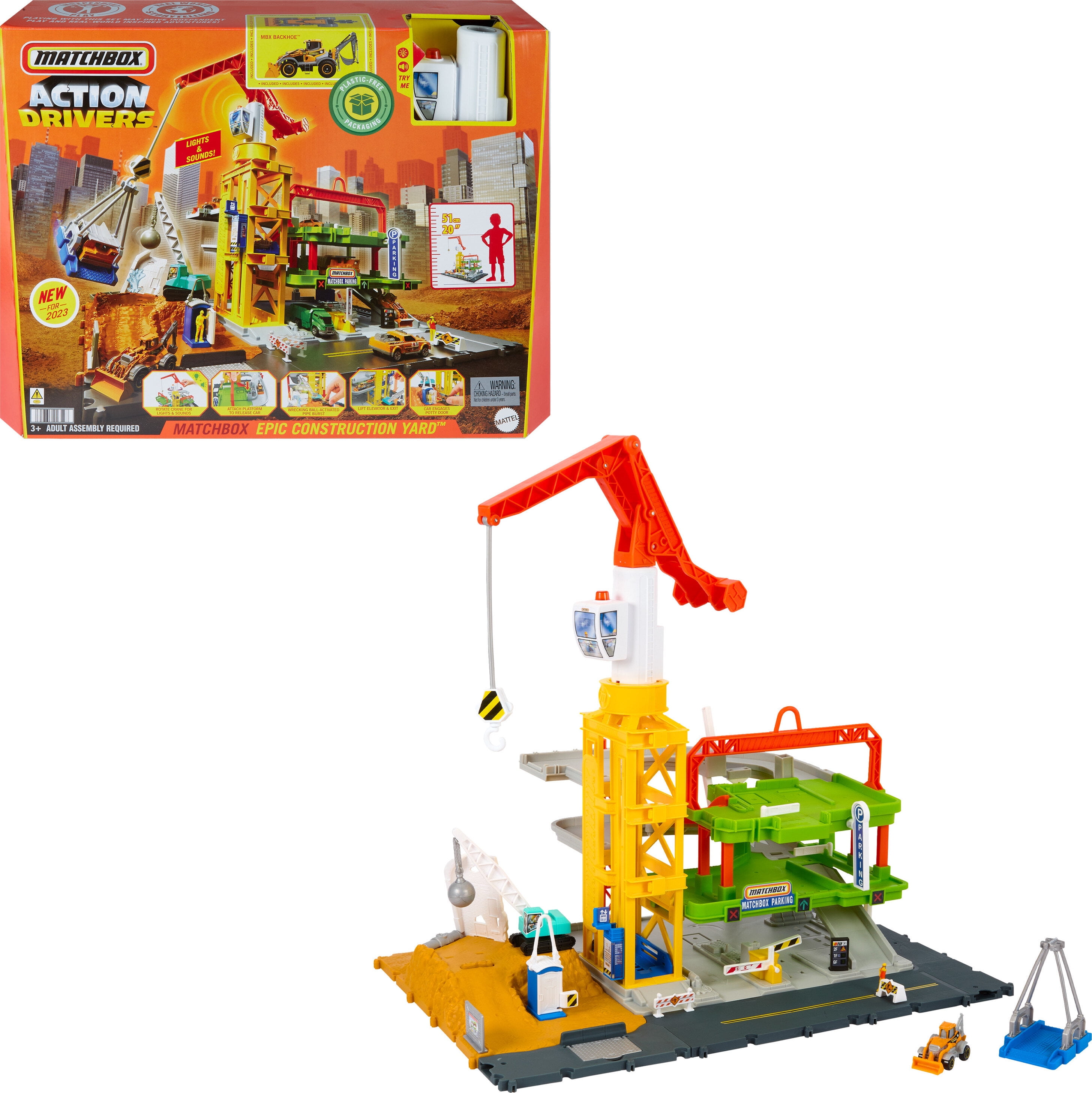 Matchbox Action Drivers Construction Playset with Lights and Sounds, 1 ...